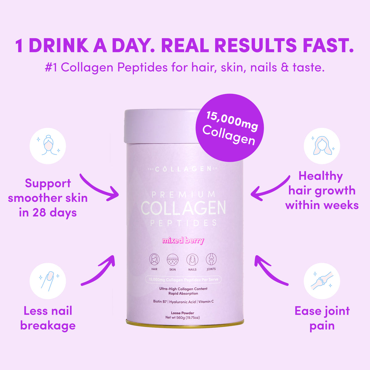 Delicious Mixed Berry Collagen Powder - 560g – The Collagen Co NZ